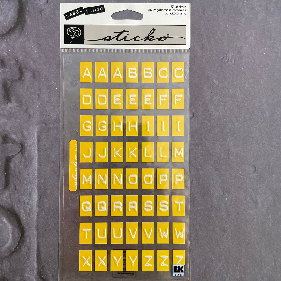YELLOW Alphabet Sticker | Typewriter Scrapbook Letters Stickers | Abcs ...