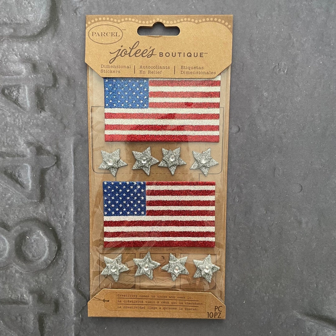 GLITTER Stars and Stripes Stickers USA 4th of July Patriotic Star ...