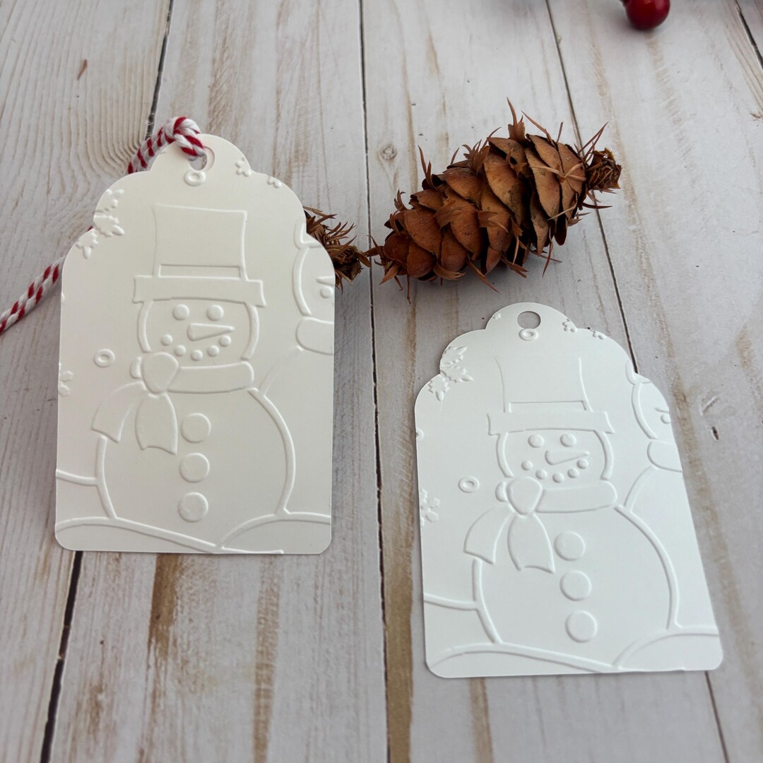 SNOWMAN Gift Tag | Handmade Holiday Gift Tag | Handcrafted Embossed ...