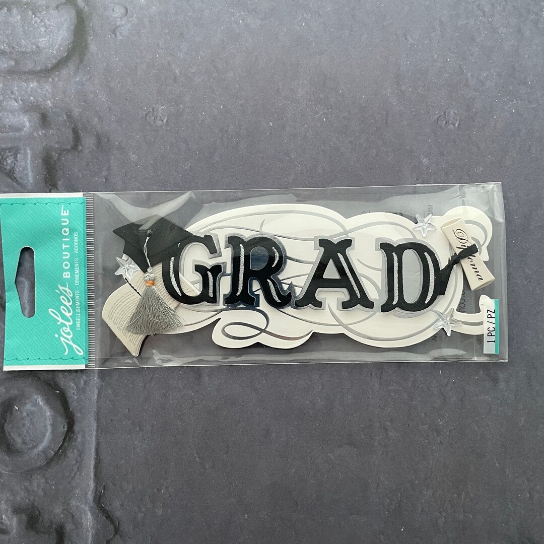 GRAD Title Sticker | Scrapbook Embellishment | Graduate Cap Sticker ...