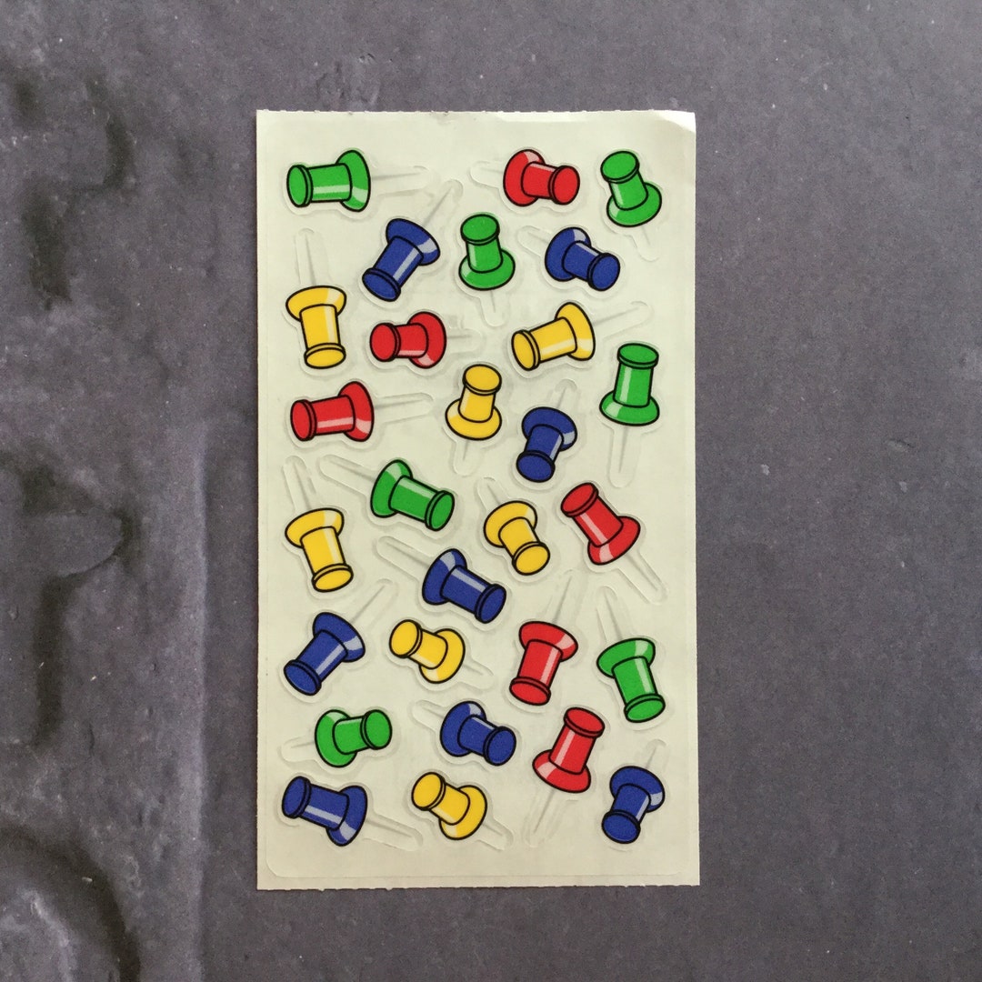 PUSHPIN Variety Stickers Thumbtack Sticker Teacher Sticker Tack Sticker ...