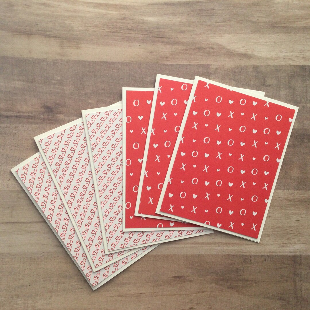 HANDMADE Valentine Note Card Set | Hearts, Hugs, Kisses Cards ...