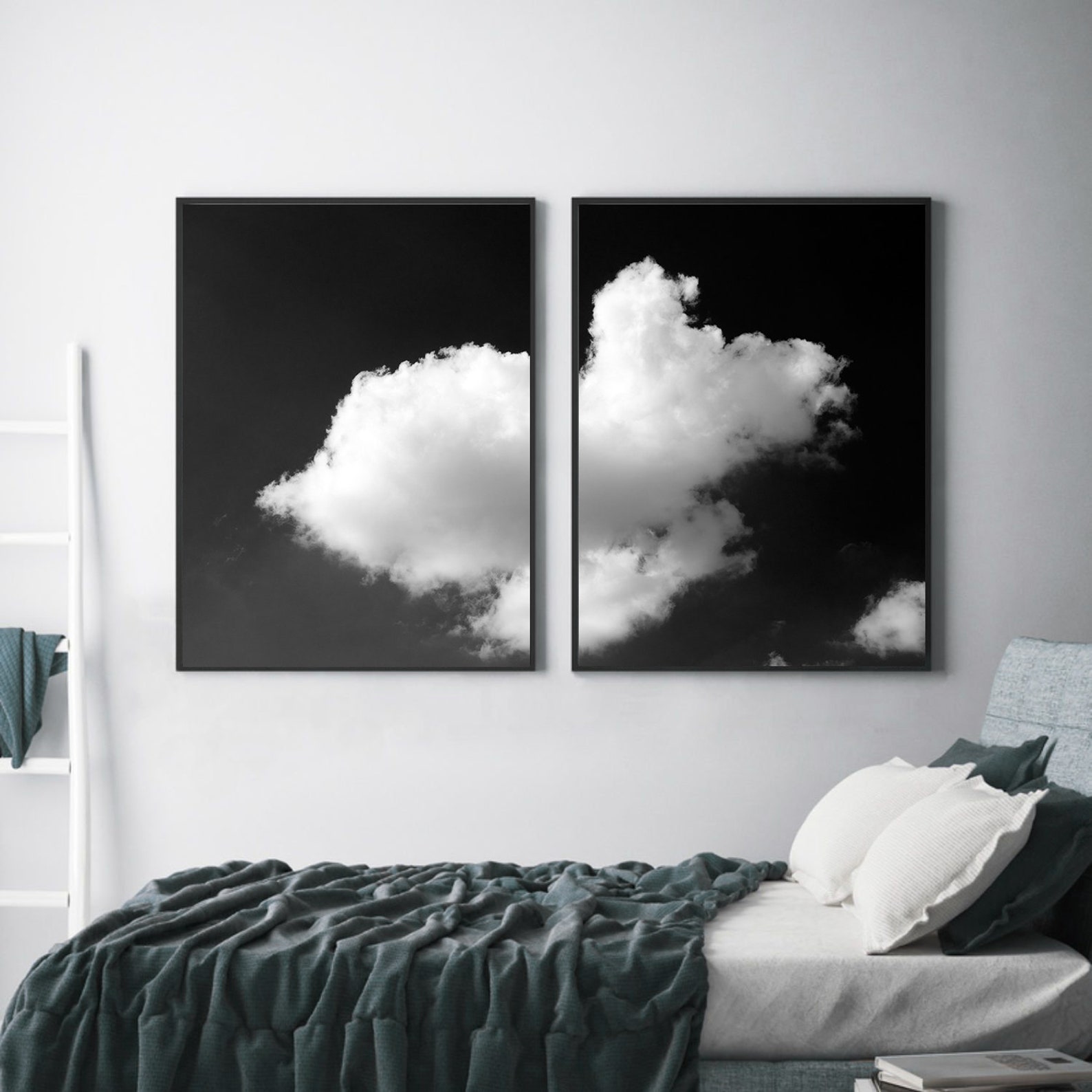 Set of Two Cloud Prints Downloadable Abstract Wall Art 0102 - Etsy