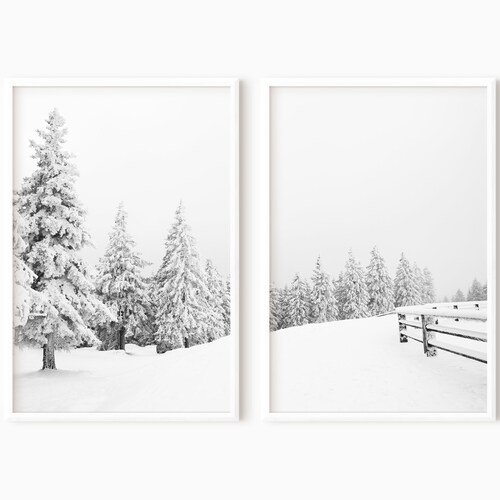 Winter Landscape Print Horizontal Wall Art Snow Covered Trees - Etsy