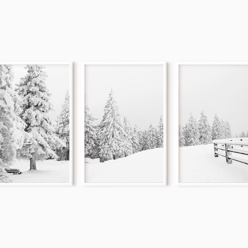 Snowy Landscape Set of 3 Prints Winter Scene Printable Ski - Etsy