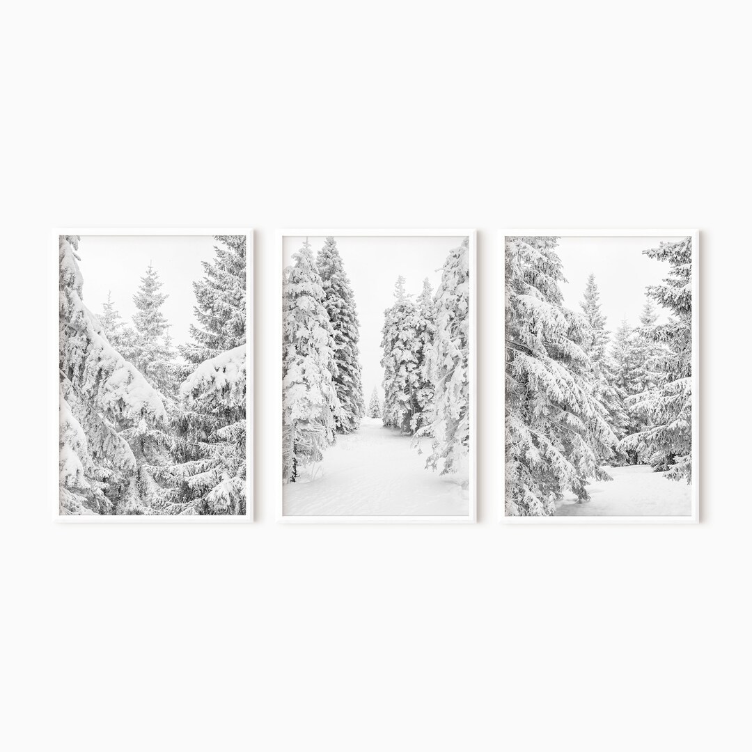 Winter Prints Set of 3 | Printable Snowy Tree Print DOWNLOAD #0654 - Etsy