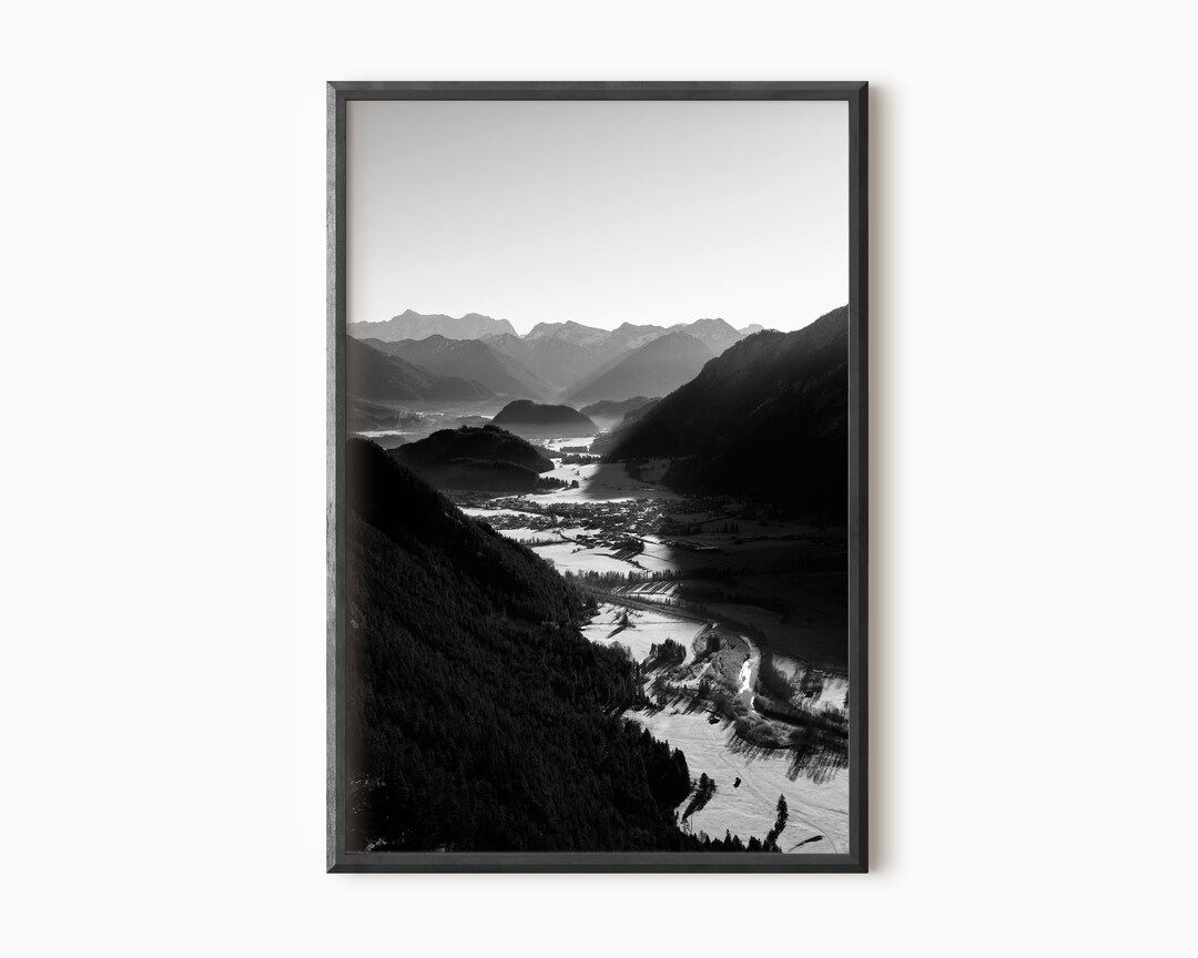 Black and White Mountain Print | Printable Nordic Scenery DOWNLOAD ...