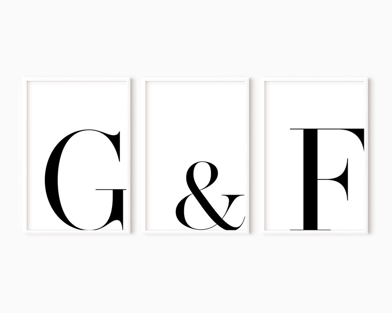 Personalized Letter Print Set of 3 Couple Initial Print - Etsy