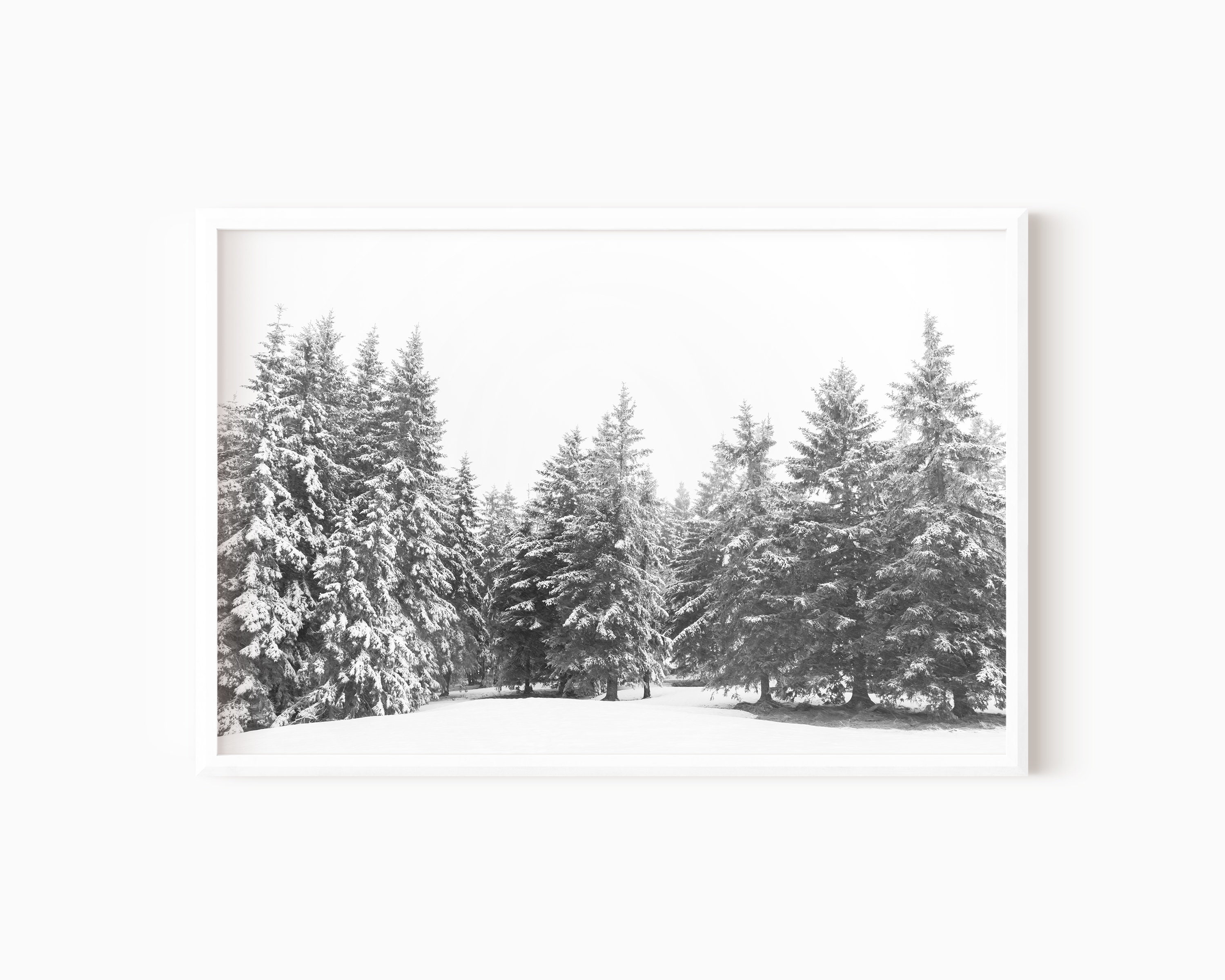 Pine Trees Print Forest Printable Wall Art Snowy Forest Poster Winter ...