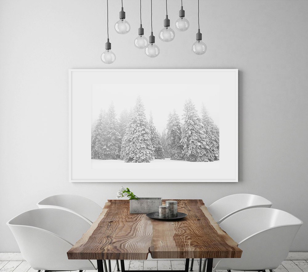 Winter Forest Print | Snow Covered Trees | Snowy Forest | Nordic Winter ...
