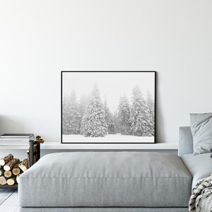 Winter Forest Print | Snow Covered Trees | Snowy Forest | Nordic Winter ...