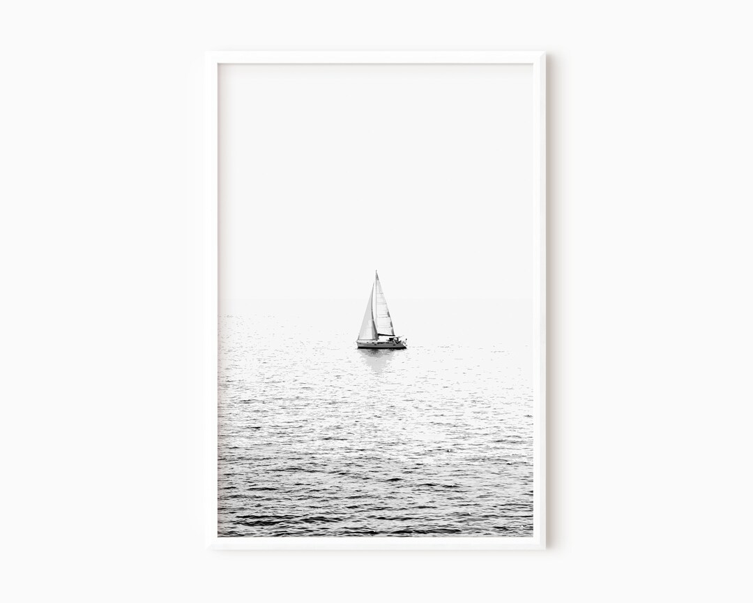 Sailboat Art Print | Black and White Sailboat Photography | Printable ...