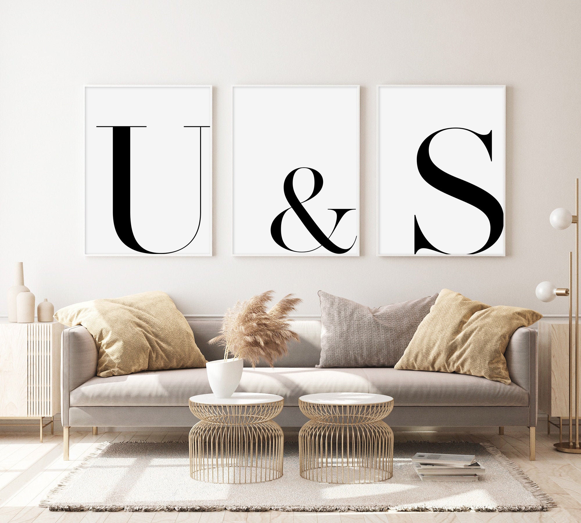 Personalized Letter Print Set of 3 Couple Initial Print - Etsy