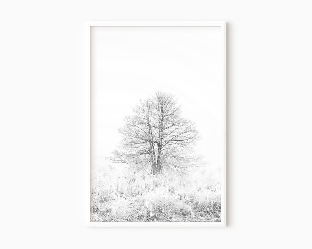 Single Tree Landscape Art | Printable Bare Tree Print DOWNLOAD #0585 - Etsy