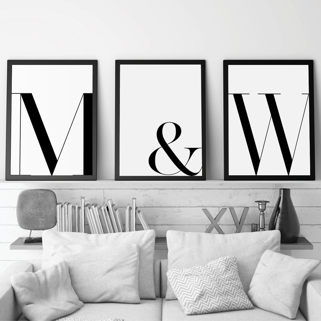 Personalized Letter Print Set of 3 Couple Initial Print - Etsy