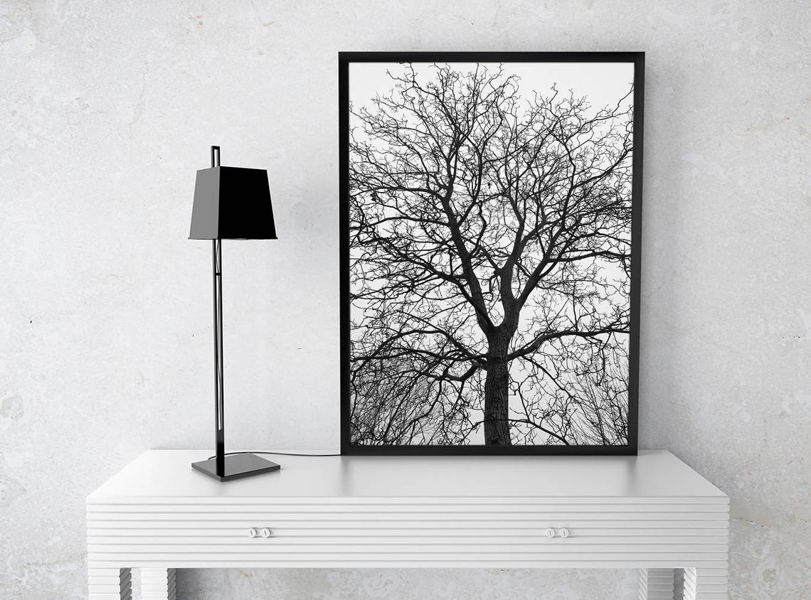 Black Tree Print Black and White Tree Wall Art | Etsy