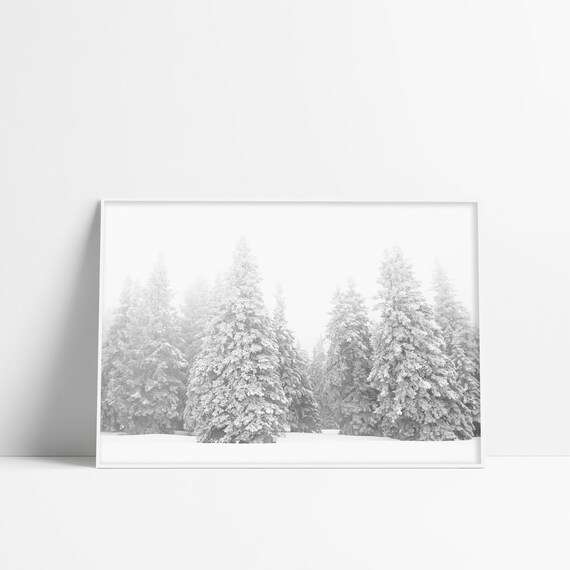 Winter Forest Print Snow Covered Trees Snowy Forest | Etsy