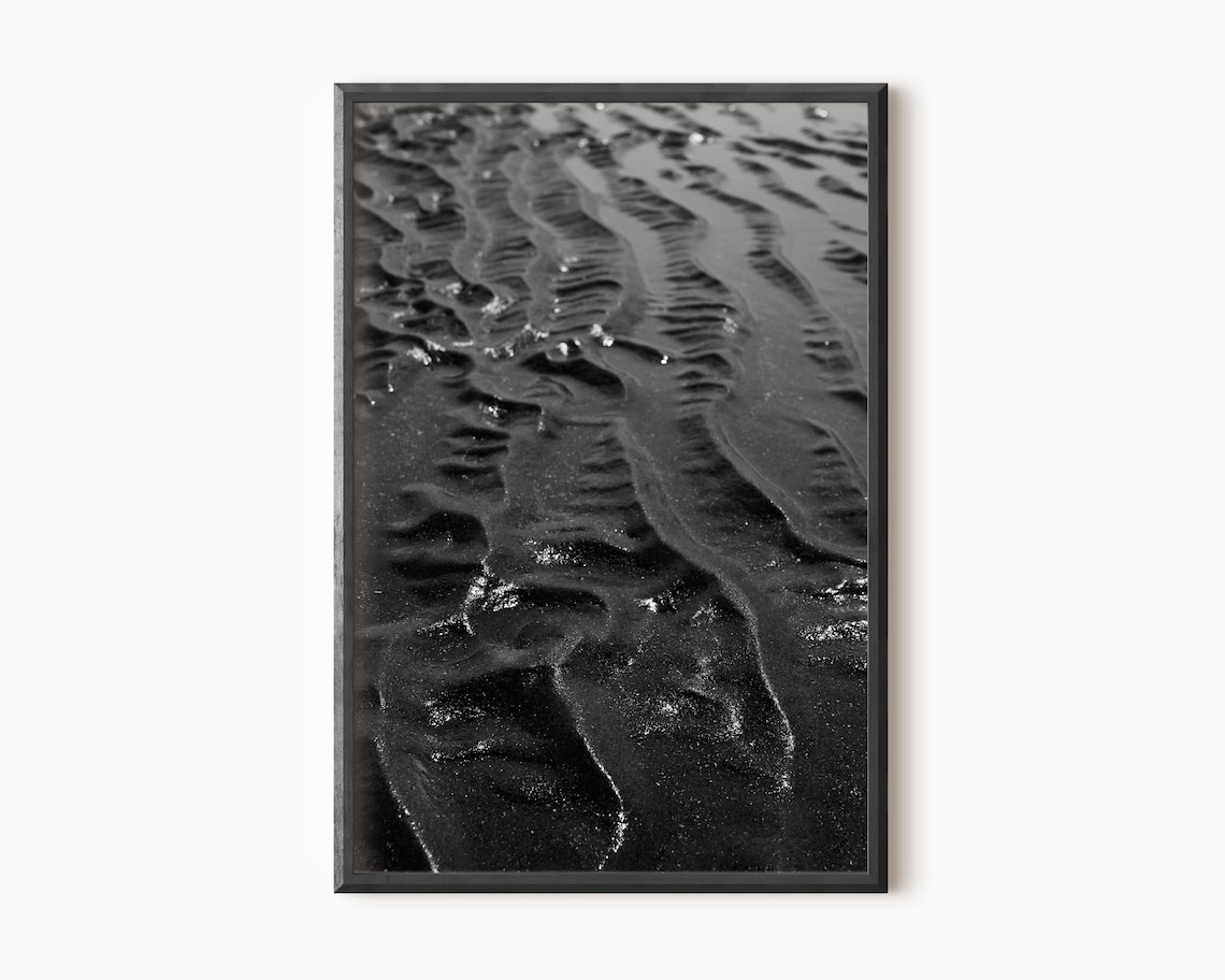 Black Sand Beach Print Printable Coastal Photography - Etsy