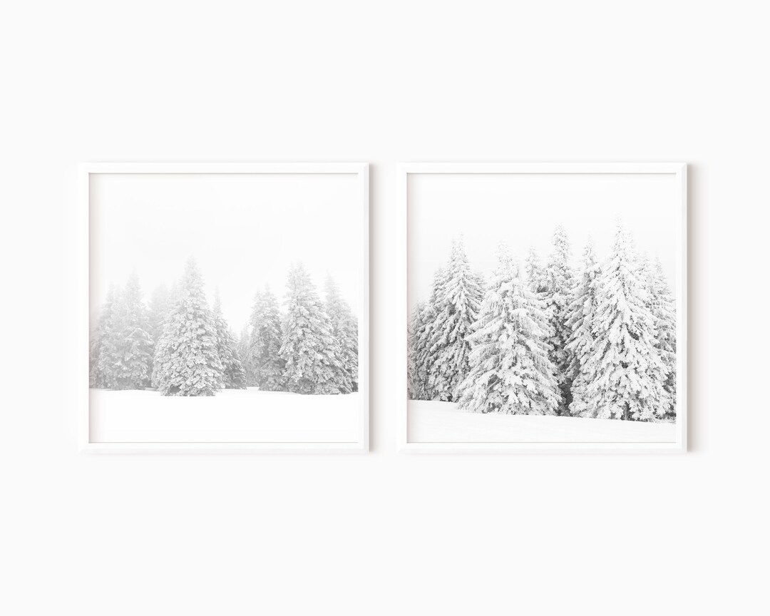 Set of 2 Winter Wall Art | Printable Snowy Forest Print Download #0577 ...