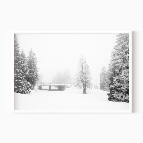 Winter Forest Print Christmas Wall Art Snow Covered Pine Trees - Etsy