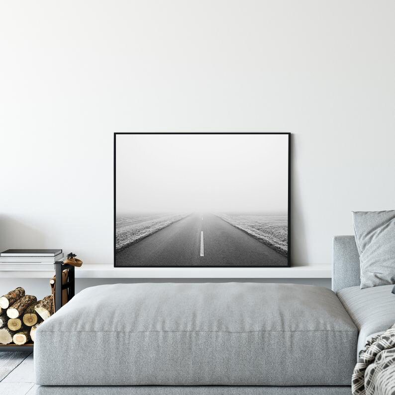 Open Road Print Printable Black and White Photography - Etsy