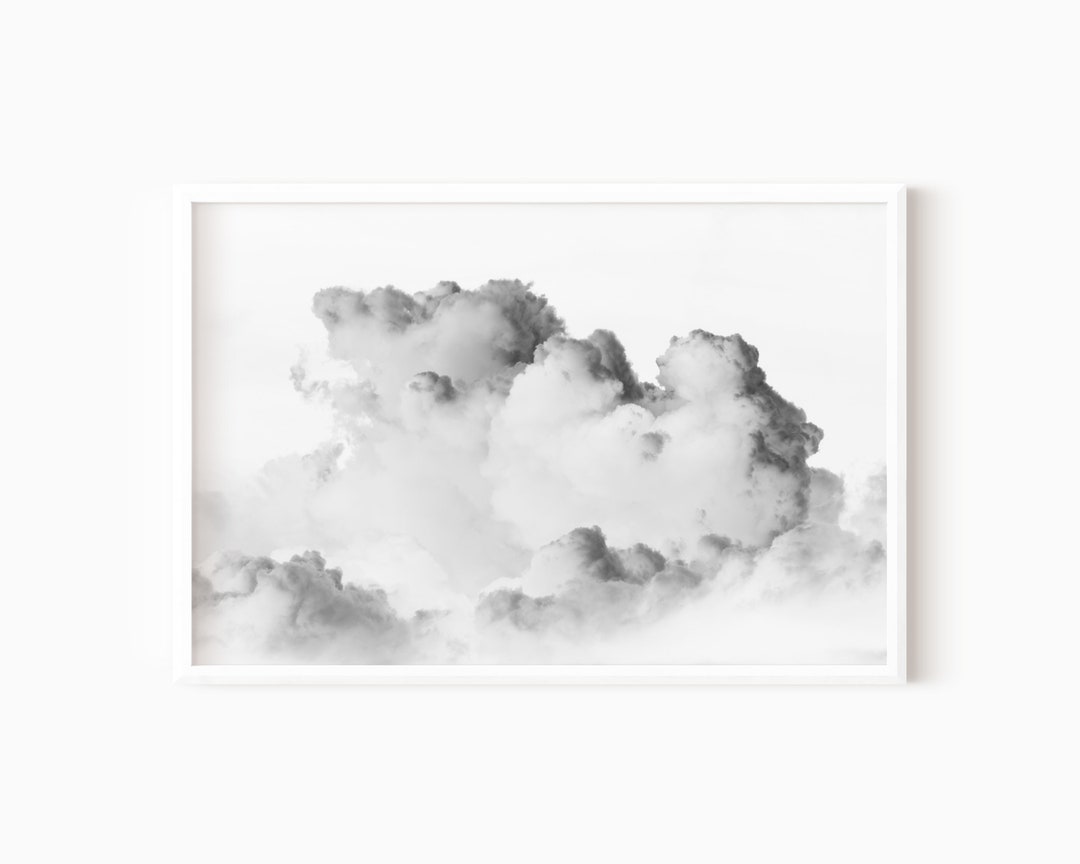 Minimalist Cloud Art Print | Printable Monochrome Poster | Digital ...