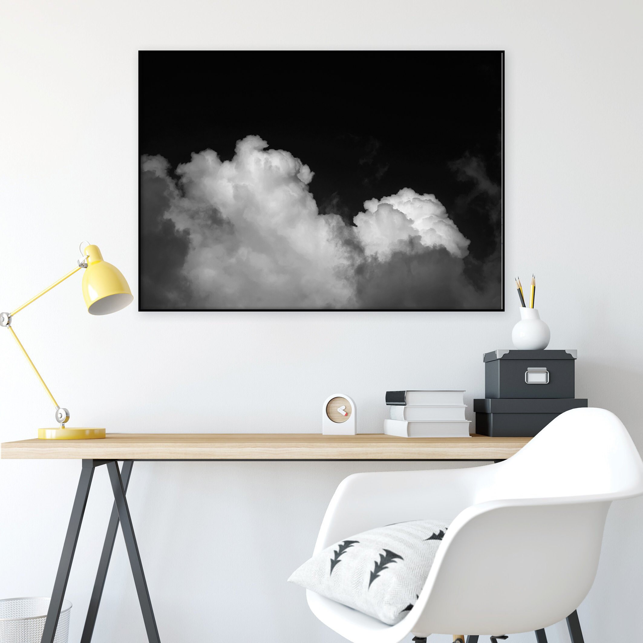 Cloud Printable Wall Art Cloud Print Black And White Modern | Etsy
