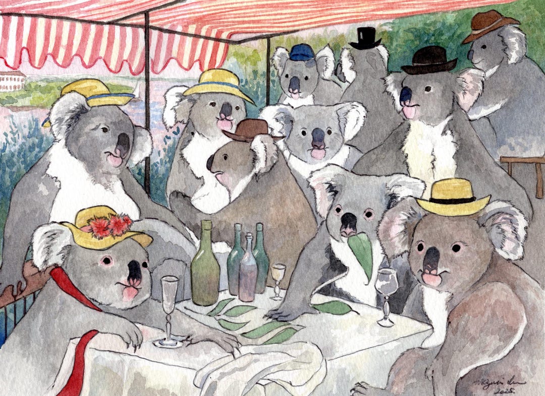 Koala Lunch Party (digital Download of Original Watercolor Featuring ...