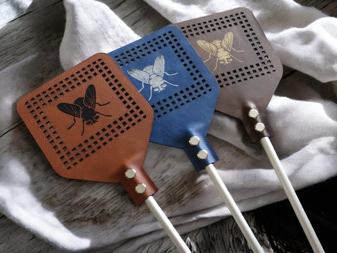 Personalized Faux Leather Fly Swatter – Durable Aluminum Handle, Custom ...
