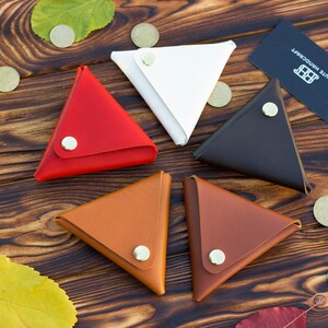 Personalized Leather Change Purse Triangle Coin Holder Coin - Etsy