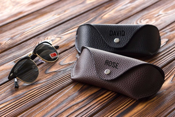 Personalized Leather Glasses Case Custom Sunglass Cover | Etsy