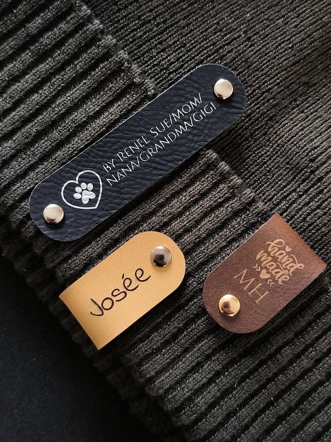 Personalized 2.75 X 0.75" Faux Leather Rivet Labels – Custom Name Tags ...