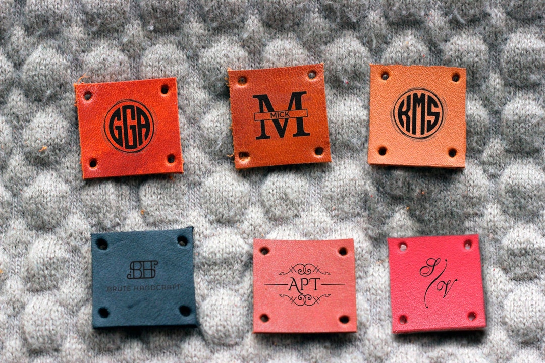Personalized 1 X 1" Full-grain Leather Labels, Custom Crochet Tags, 1x1 ...