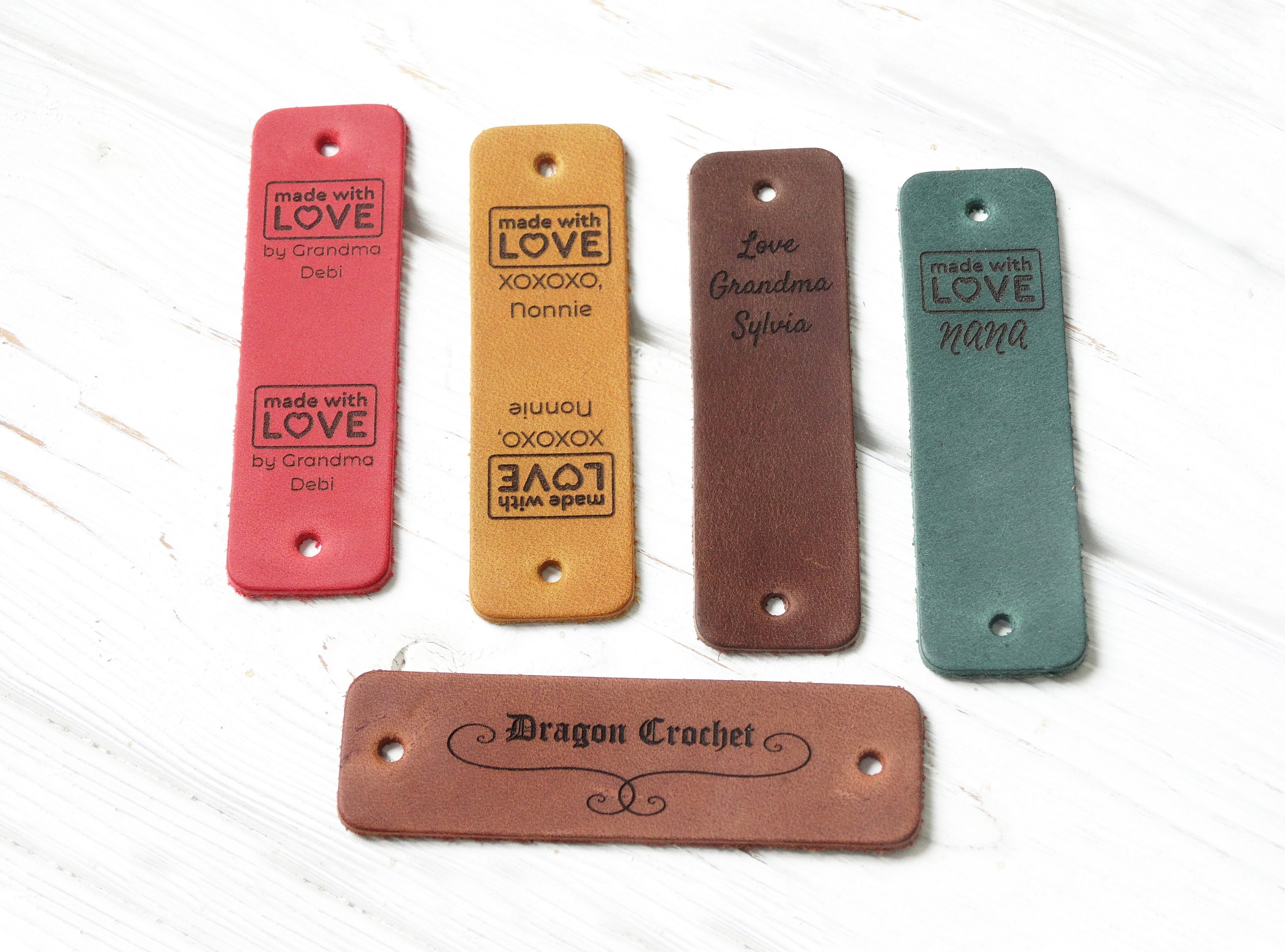 Personalized Full-grain Leather Labels With Rivets for Handmade Items ...