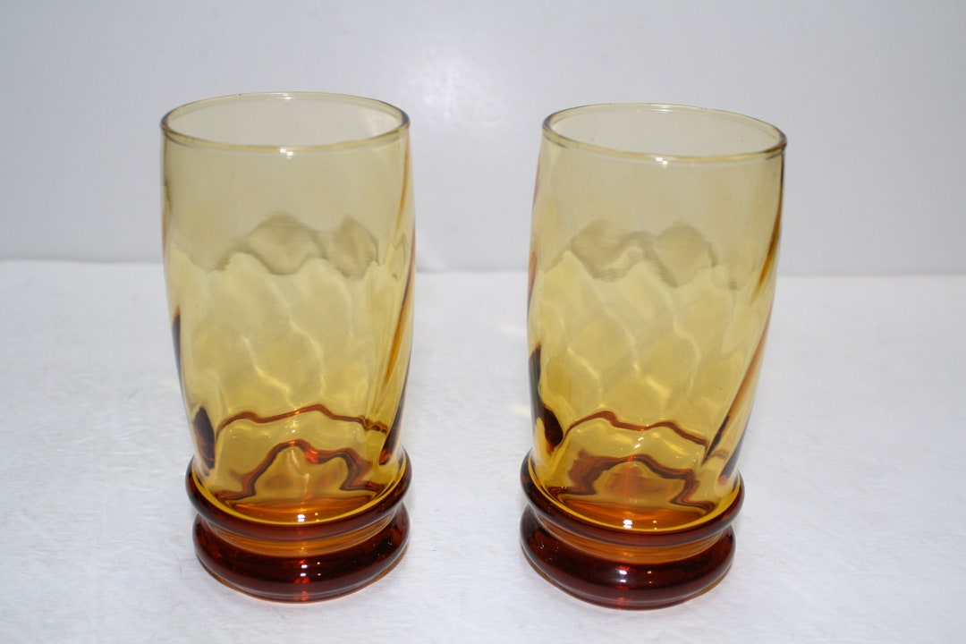 Libbey 'malibu Gold' Weighted Bottom/swirl Pattern Tumblers - Etsy