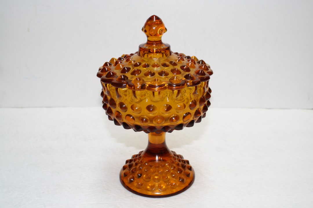 Fenton Hob Nail 3887 Amber Footed Candy Dish W/dish - Etsy