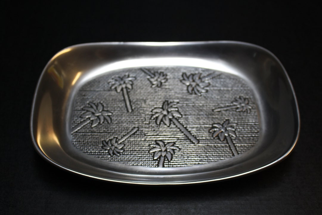 Wilton Armetale Pewter Finish 'palm Tree' Bread Tray/serving Plate - Etsy