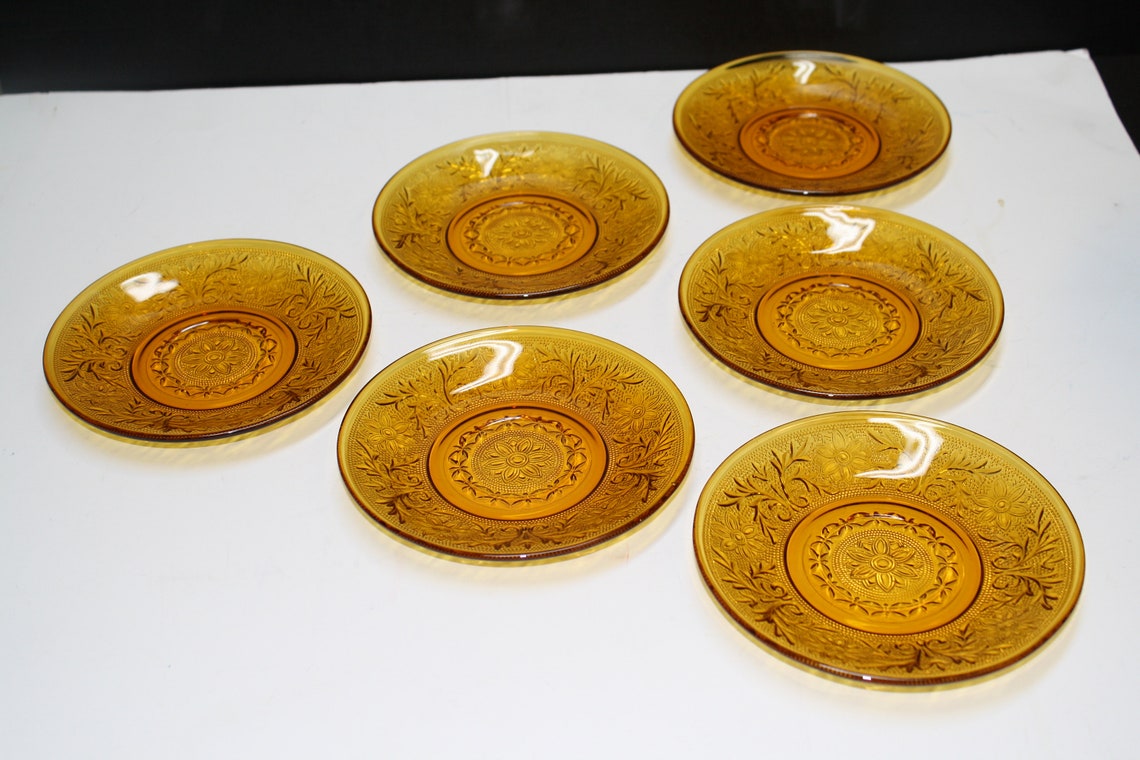 Anchor Hocking Sandwich Glass Saucers | Etsy