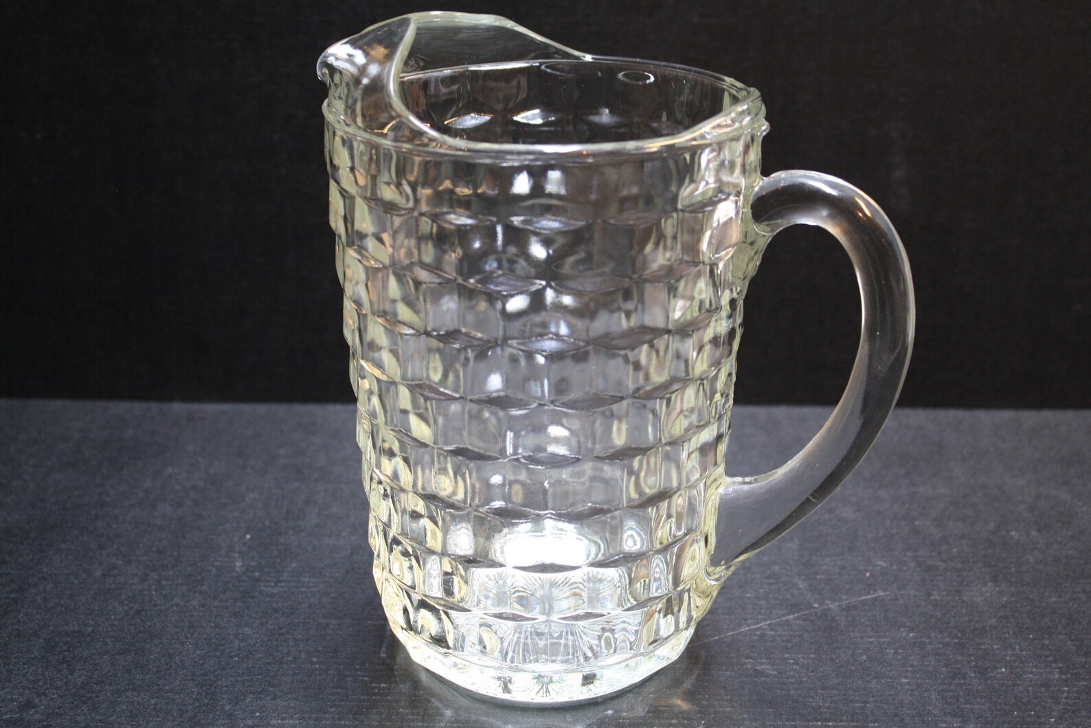 Indiana Glass Whitehall 'cubist' Pitcher W/smooth Rim - Etsy