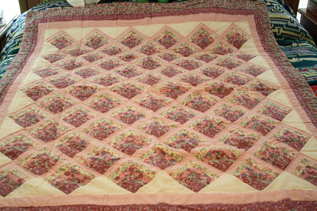 Pink Log Cabin Quilt W/muslin Back - Etsy