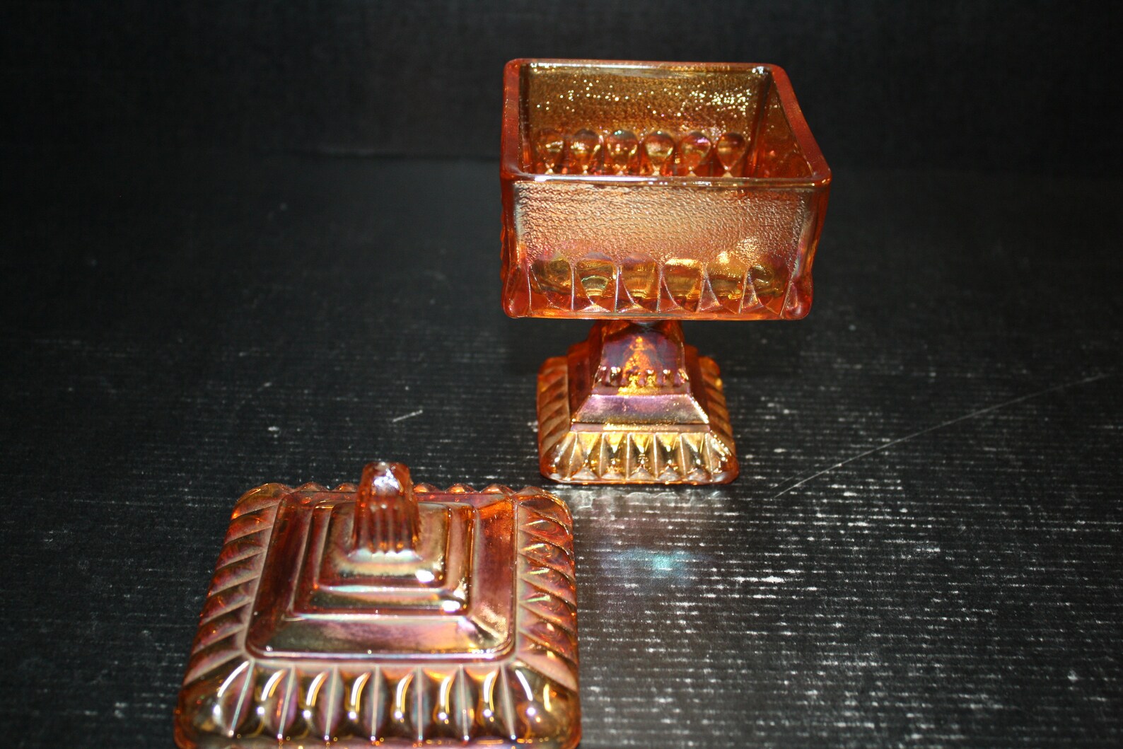 Jeanette Glass Irredescent Marigold Wedding Box W/lid - Etsy