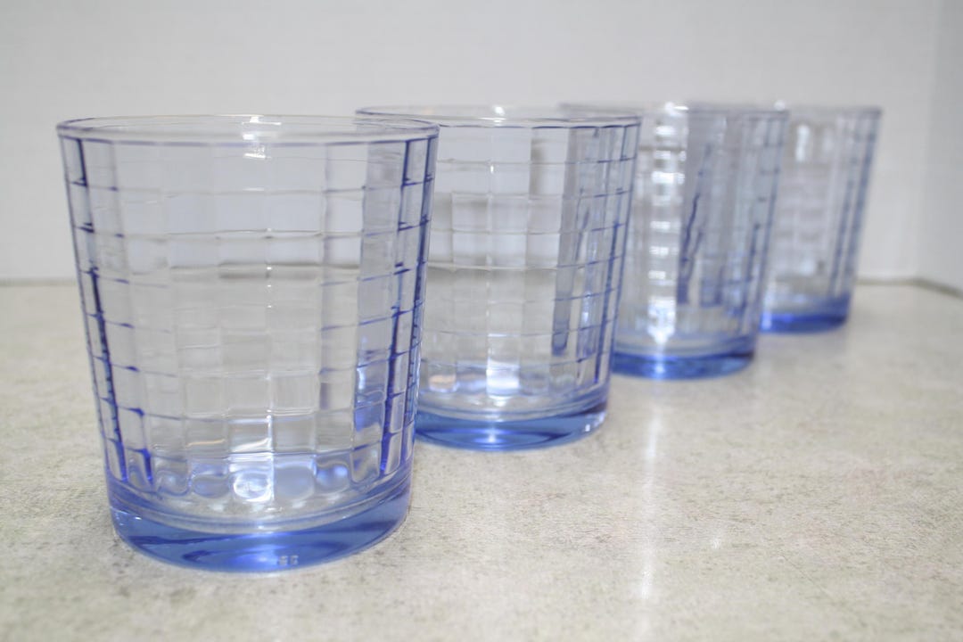 Pasabahce 'scoth Blue' Block Optic Double Old Fashioned Glasses - Etsy