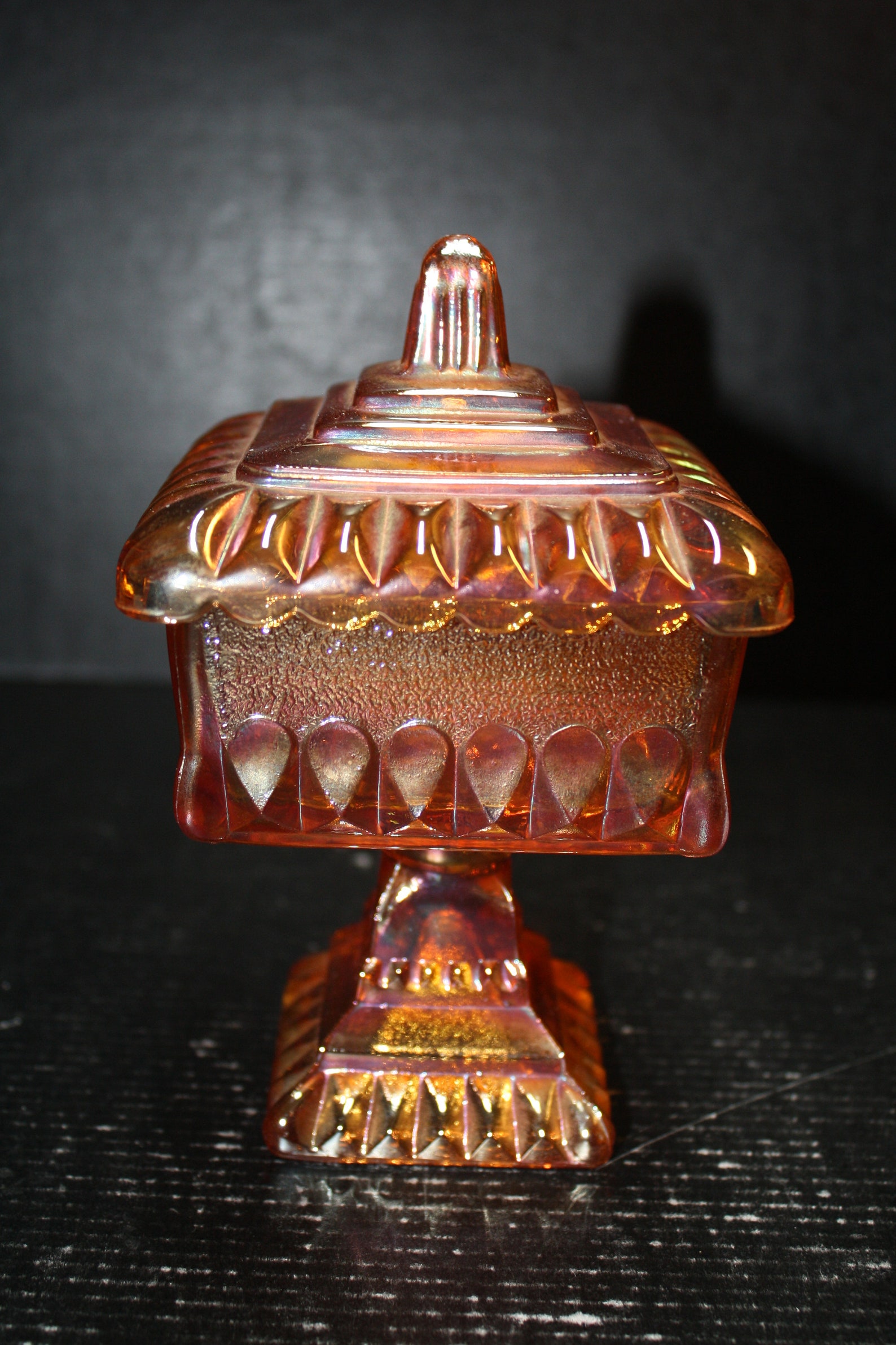 Jeanette Glass Irredescent Marigold Wedding Box W/lid - Etsy