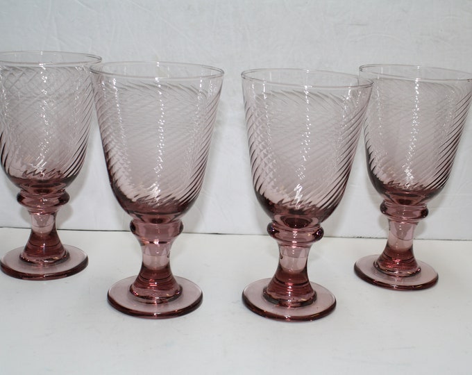 Libbey Pink Swirl Water/tea Goblets - Etsy