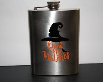 Witches Brew Sexy Witch and Bats Halloween Flask by Bottoms up Flasks ...