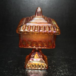 Jeanette Glass Irredescent Marigold Wedding Box W/lid - Etsy