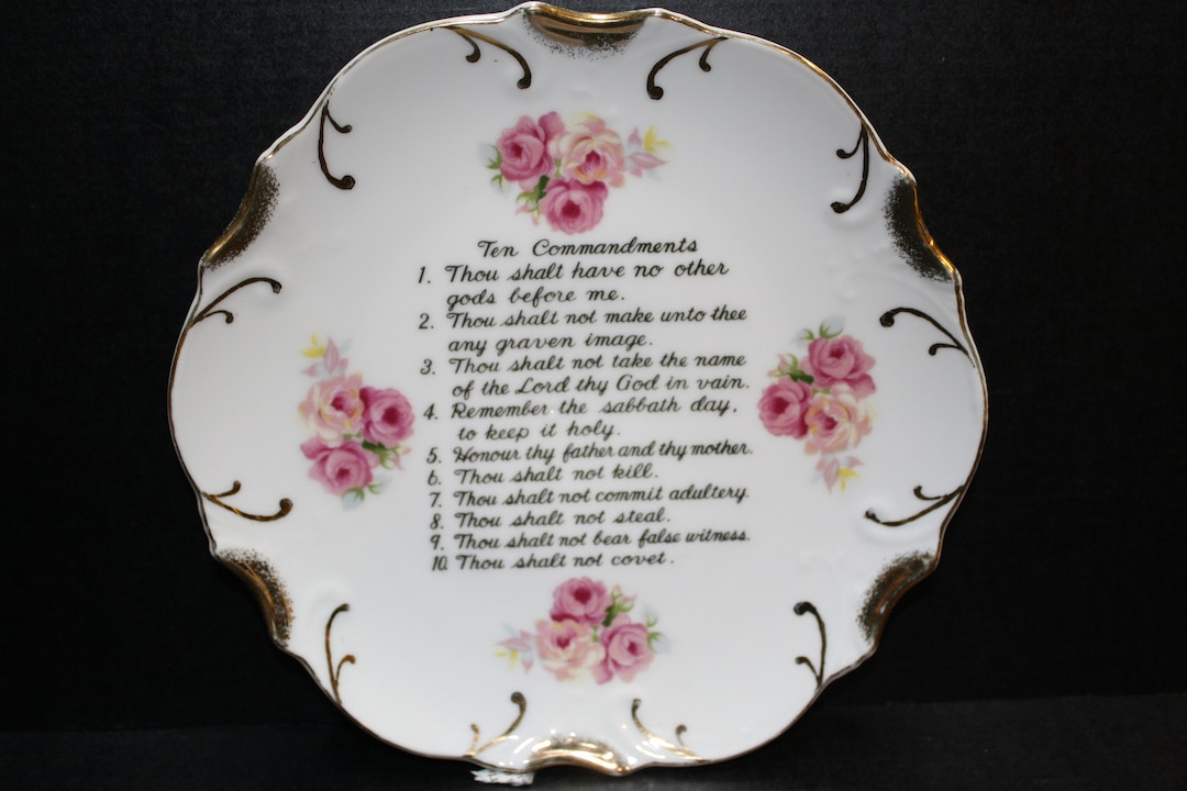 Porcelain Ten Commandments Wall Plate W/18k Gold Accents - Etsy