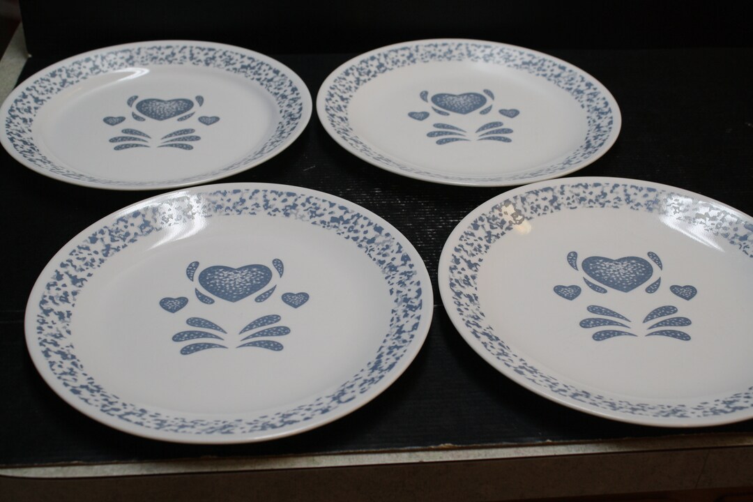 Corelle 'blue Hearts' Dinner Plates - Etsy