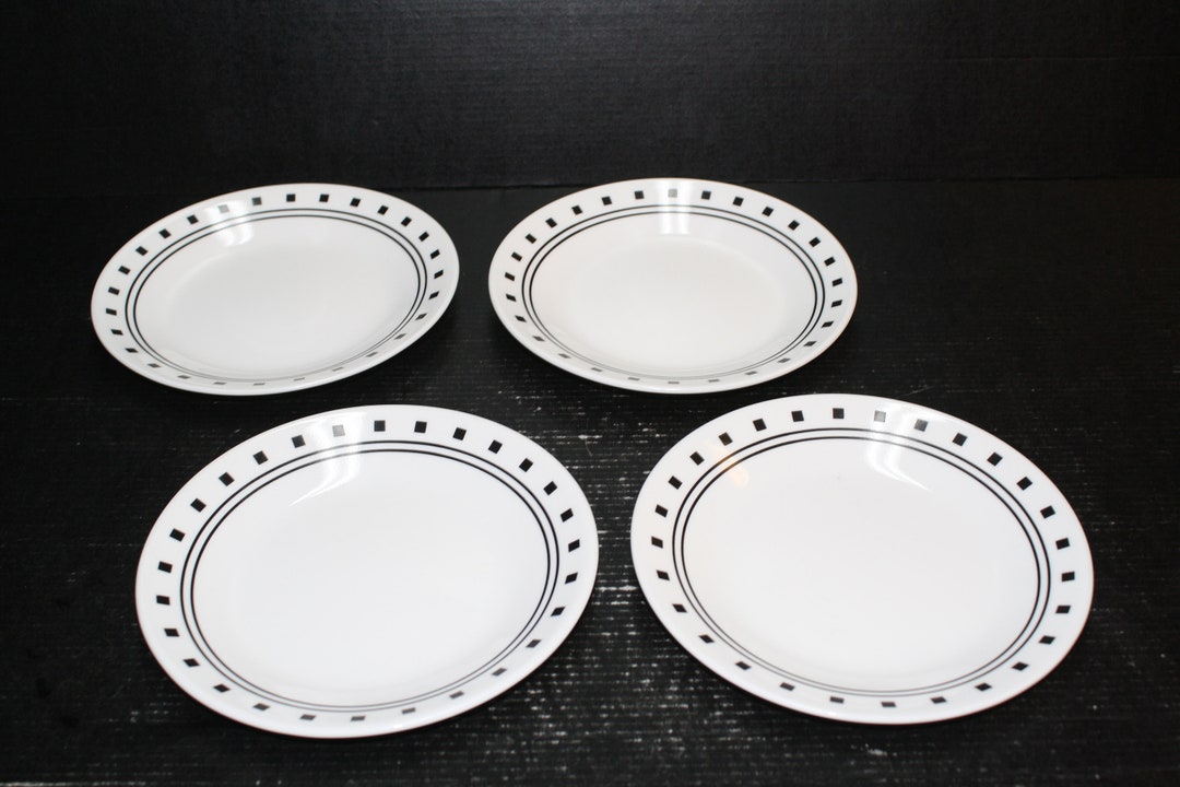 Corelle Living Wear Black & White 'glass City Block Vitrelle' Bread and ...