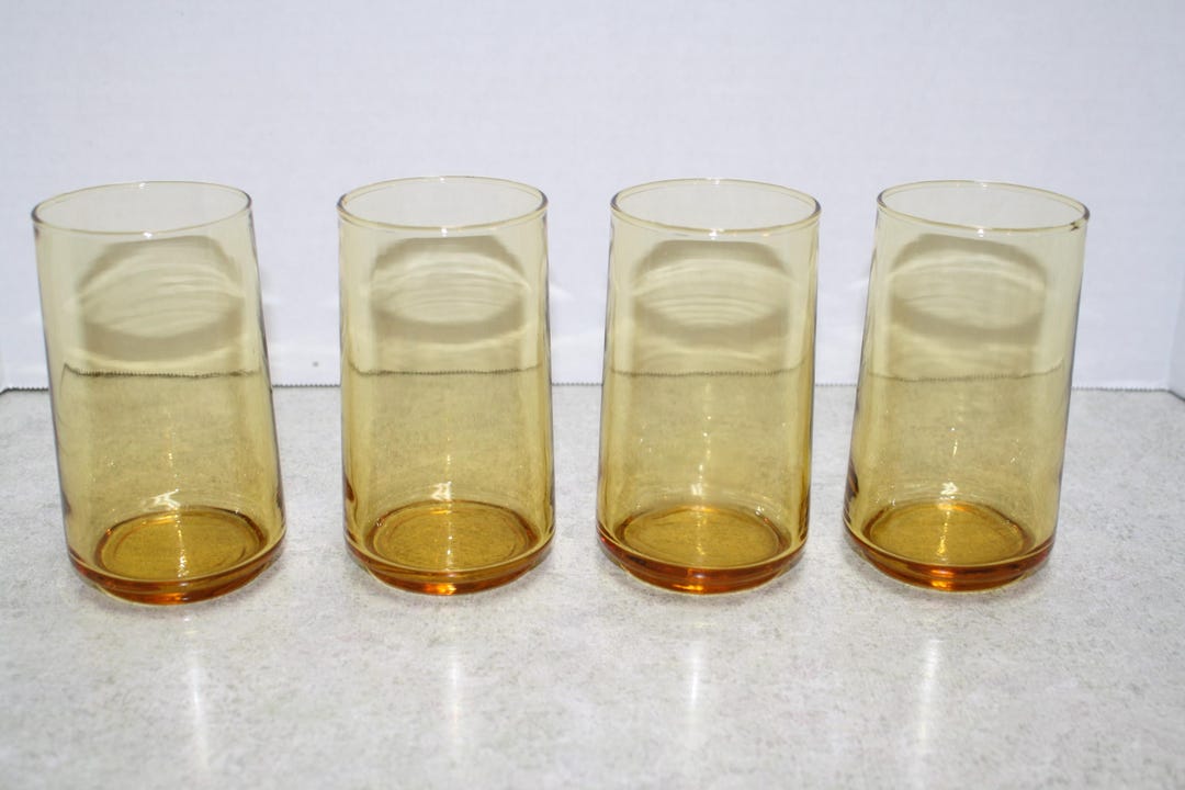 Vintage 1960's Yellow/amber Glass Tumblers - Etsy